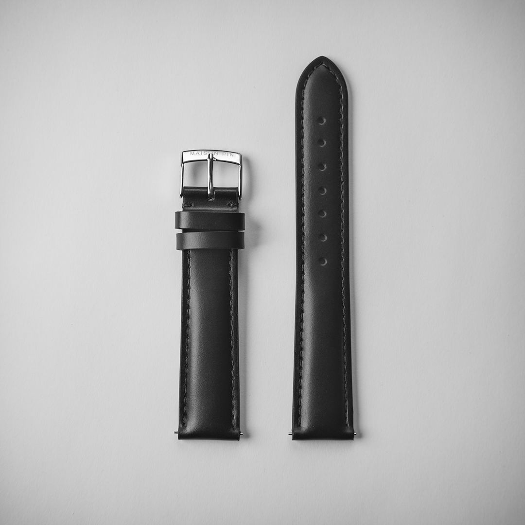 Genuine Italian leather strap | Black | MAISON PIN | watches
